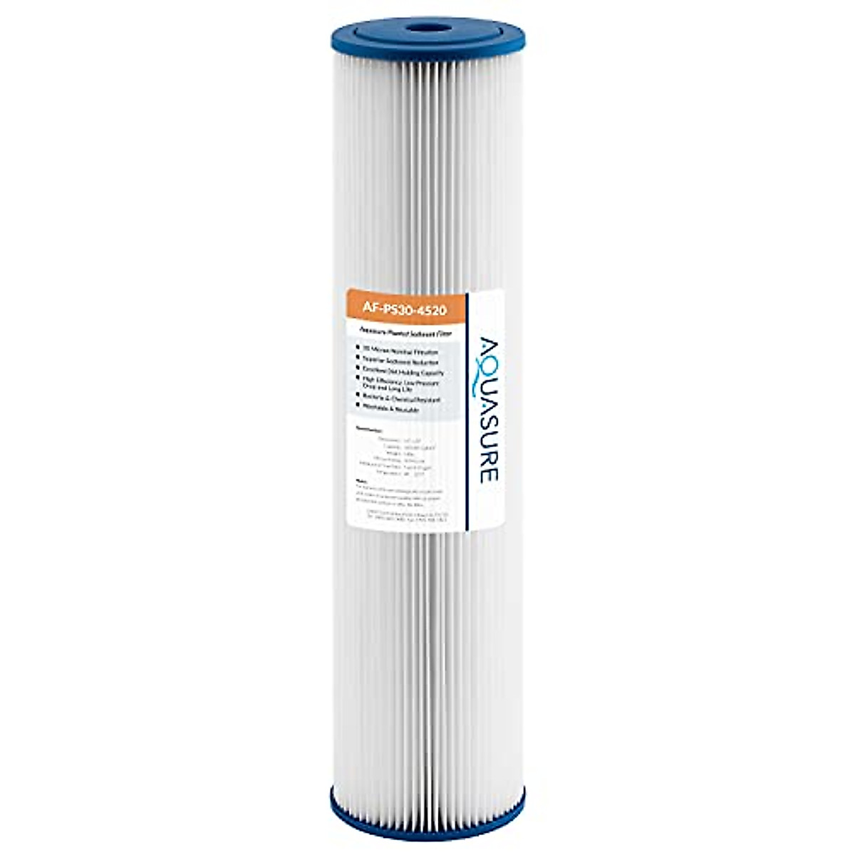 Aquasure Fortitude 30 Micron Pleated Sediment Whole House Water Filter - 20" x 4.5"