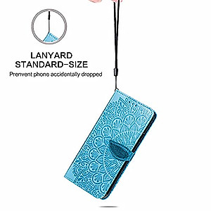 ShinyCase for Infinix Smart 5 Phone Cases,Embossed Mandala Flower Flip Wallet PU Leather Cover for Infinix Smart 5 Magnetic Closure Kickstand Card Slots Protection Case for Infinix Smart 5,Sky Blue