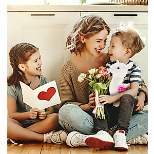 DolliBu Happy Mother's Day Super Soft Plush White Llama Figure - Cute Stuffed Animal with Pink Heart Message for Best Mommy, Grandma, Wife, Daughter - 9" Inches