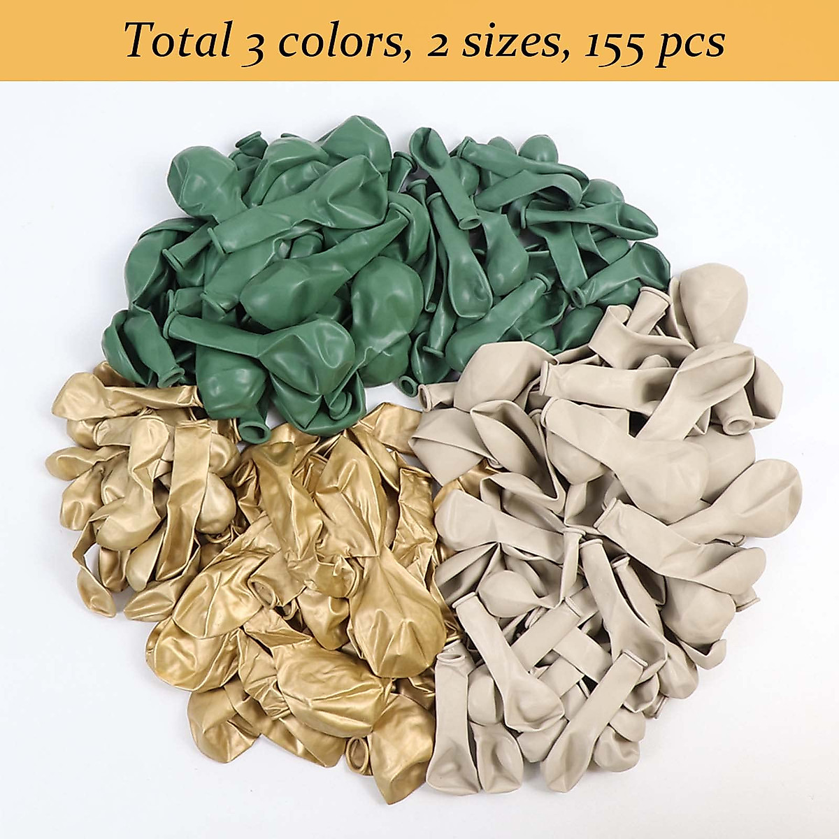 Sage Green White Sand Gold Balloons Garland Arch Kit 155pcs Sage Green Sand White Chrome Gold Balloons for Baby Shower Bridal Shower Birthday Engagement Party Decorations