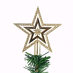 Sunnyglade 22Inch Tabletop Christmas Tree Mini Artificial Christmas Tree with 30 LED Lights & 24 Pcs Christmas Ball for Table Top Desk Classic Series Holiday Decoration (Green)