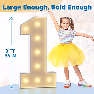 Imprsv Marquee Numbers 3 Feet Tall: 15th Birthday Decorations Large Light Up Numbers Anniversary Party Decorations Big Backdrop Foam Cardboard Number 15