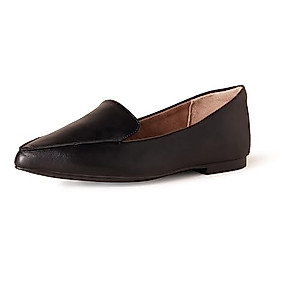 Amazon Essentials Women's Loafer Flat, Black Faux Leather, 9.5