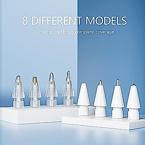 nimin Replacement Tips for Apple Pencil 2nd Gen & 1st Gen- [8 Pack] Apple Pencil Spare No Wear Out Fine Point Precise Control Apple Pen Tip, Plastic Tips + Metal Tips