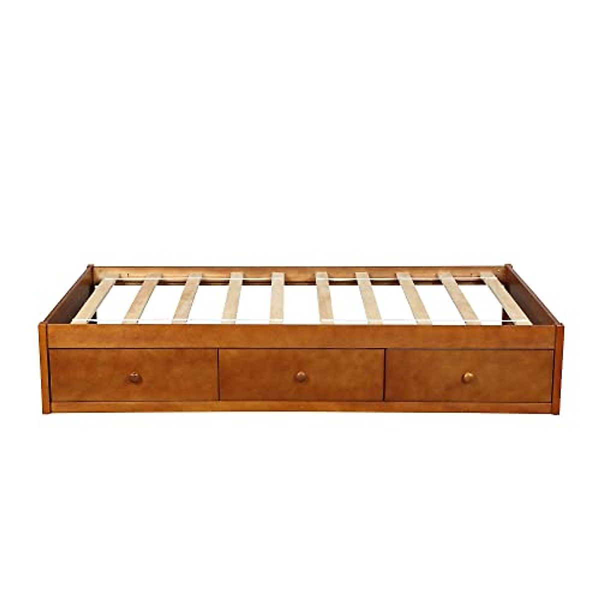 SOFTSEA Storage Bed with Drawers for Kids Twin Bed Frame Wood Platform Bed Frame with Wood Slat Support, No Box Spring Needed (Oak)