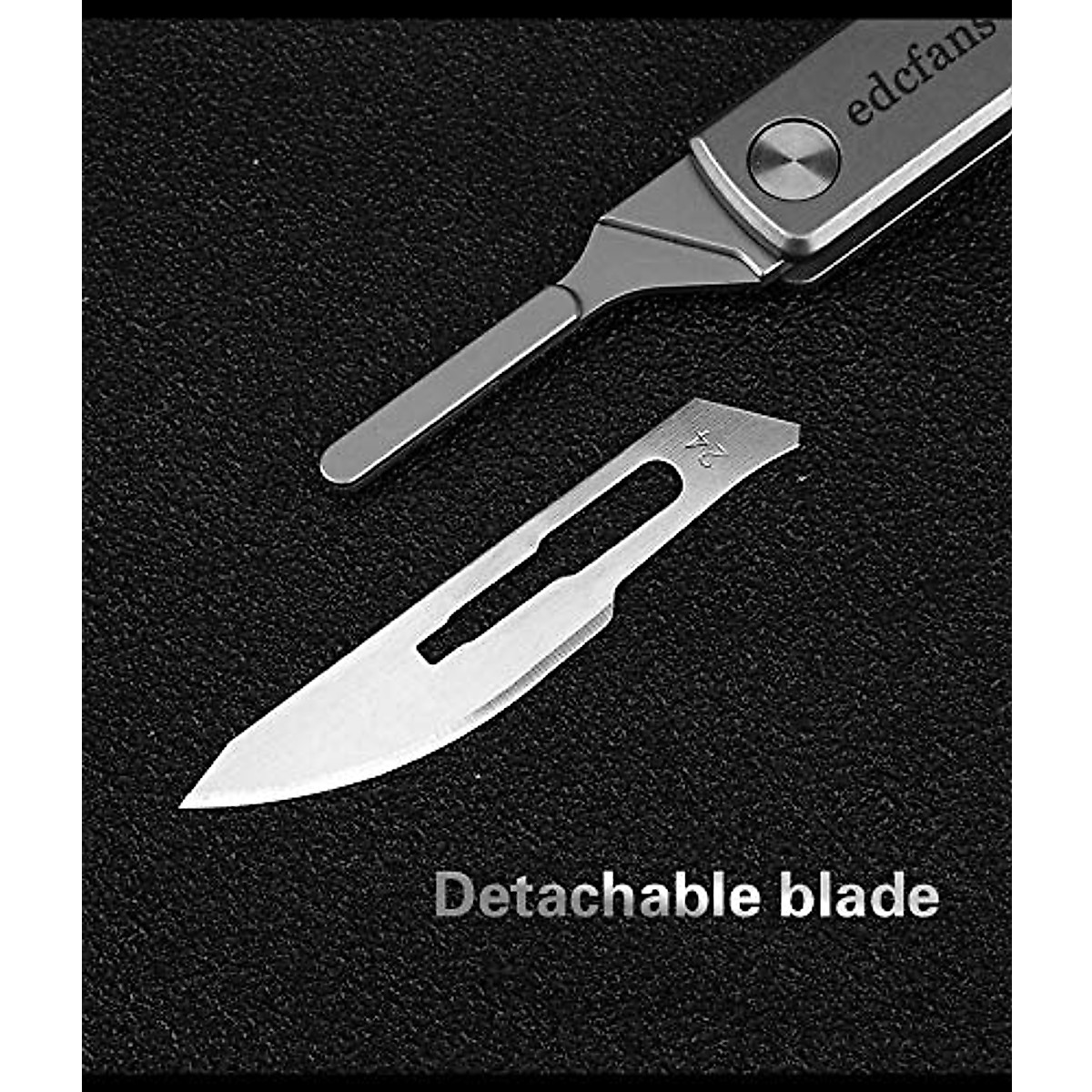 edcfans Titanium Scalpel Folding Pocket Knife, Skinning Knives for Outdoor Hunting, Small Gravity Knife with 10 Replaceable Razor Surgical #24 Carbon Steel Replacement Edge Blades, EDC Keychain Knife