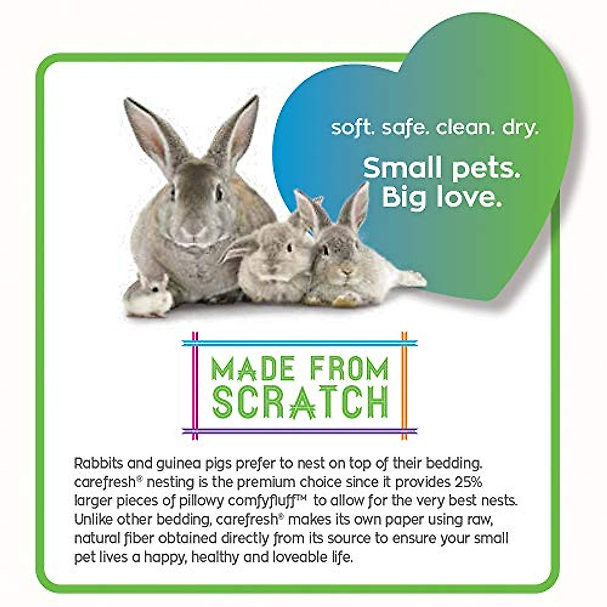 Carefresh 99% Dust-Free White Natural Paper Nesting Small Pet Bedding with Odor Control, 50 L