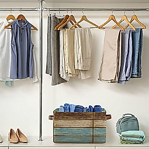 ALAZA Wooden Wood Retro Foldable Storage Box Storage Basket Organizer Bins with Handles for Shelf Closet Living Room Bedroom Home Office 1 Pack