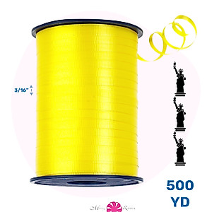 Morex Curling Ribbon 3/16" 500 Yds for Gift Wrapping, Balloon String, Birthday Parties, Holidays, Decorations, Yellow