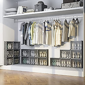 MAGINELS 6 Tier Shoe Rack Organizer with Cover, Slim Shoe Storage Cabinet, Behind The Door, Narrow Shoe Shelf for Closet, entryway, Black