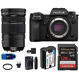 Fujifilm X-H2S Digital Camera with XF 18-120mm f/4 LM PZ WR Lens Bundle, Includes: SanDisk 128GB Extreme PRO SDXC Memory Card, Spare Battery and More (8 Items)