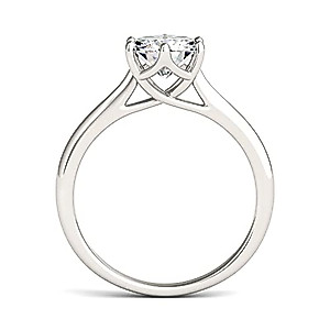 Charles & Colvard Forever One 7.5mm Round Cut Moissanite Solitaire Engagement Ring for Women | 1.5 cttw DEW | Lab Grown | Solid 14K White Gold with Rhodium | Size 6