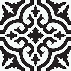 FloorPops FP3828 Parma Peel & Stick Floor Tiles, Black