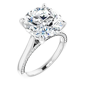 JEWELERYIUM Round Brilliant Cut 6 Carat, Colorless Moissanite Engagement Ring, Wedding/Bridal Ring Set, Solitaire Halo, Antique Anniversary Promise Ring Gift for Her (7.5)