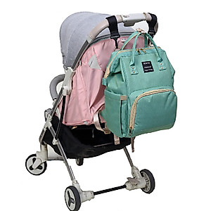 ESOVIO Multi-Function Women Baby Diaper Bag Backpack with Insulated Pockets Waterproof (Green)