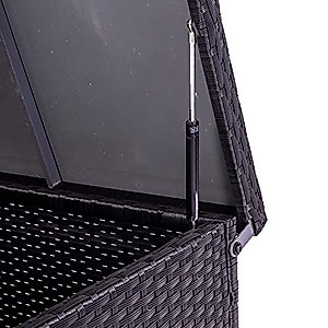 Sundale Outdoor Storage Box, 60 Gallon Patio Deck Boxes with Hinged Lid, Outdoor Wicker Cushion Storage Container Bin Chest for Cover, Pillow, Towel - Steel Frame, Classic Black