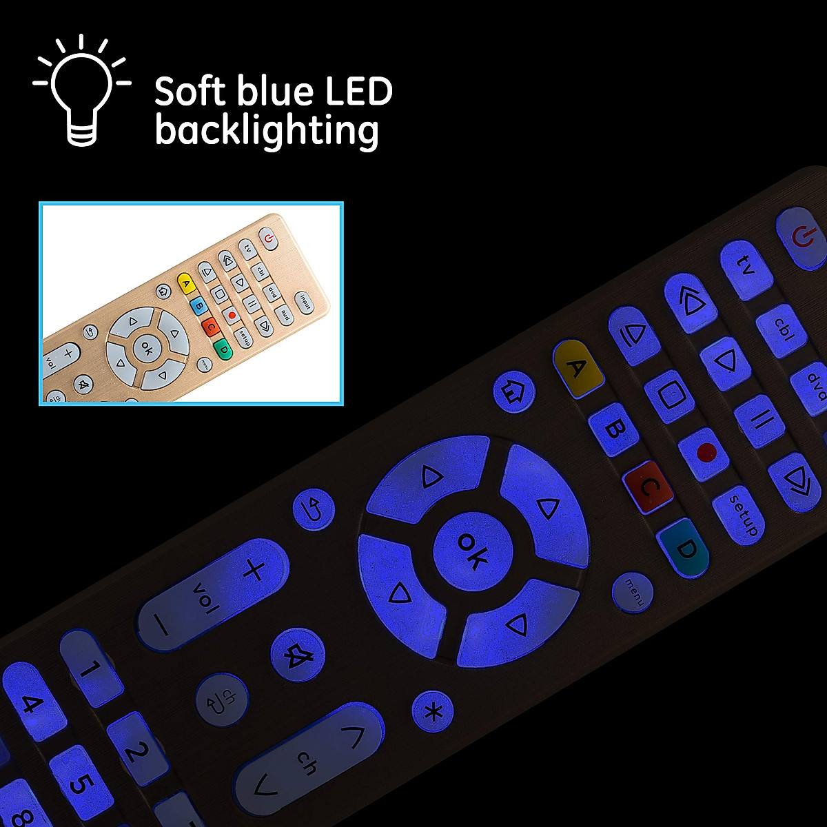 GE Universal Remote Control, Samsung TV Remote, Universal TV Remote for Roku TV, Vizio, LG, Sony, Sharp, Roku, Apple TV, TCL, Panasonic, Smart TVs, Streaming Players, Blu-ray, DVD, 4-Device, Gold