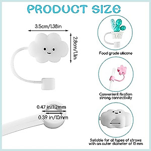 8 PCS Straw Covers Cap, Straw Cover for Stanley 30&40 Oz Tumbler, Reusable Silicone Straw Toppers Cute Straw Tip Covers in Various Shapes, Drinking Straw Caps for 10 Mm Straw. (Mixed Style)