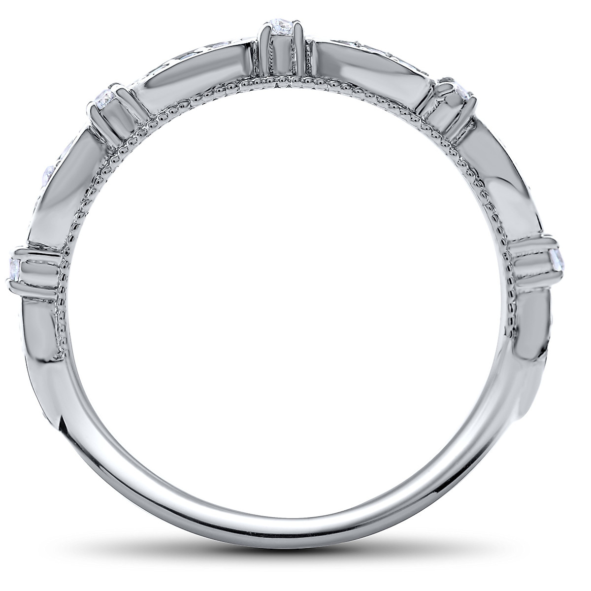 P3 POMPEII3 1 ct Vintage Diamond Engagement Ring & Matching Wedding Band Set 14k White Gold - Size 7