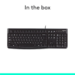 Logitech K120 Wired Keyboard for Windows, Plug and Play, Full-Size, Spill-Resistant, Curved Space Bar, Compatible with PC, Laptop - Black