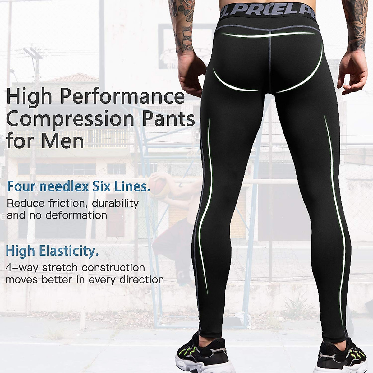 SPVISE Men's Compression Pants Leggings Sports Tights Cool Dry Athletic Baselayer Active Men Pants Workout Running Yoga Gym