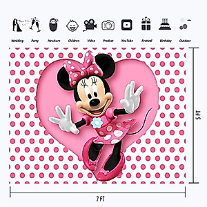 Baby Shower Backdrop Minnie Mouse 7x5 White Background Pink Dot with Dancing Minnie Backdrops for Girl 1sr Birthday Party Photography Customized Photographic Backgrounds Kids