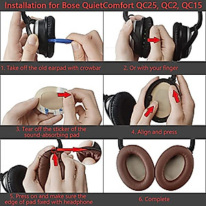 Geekria Replacement Ear Pads for Bose QuietComfort QC2, QC15 Headphone Replacement Ear Pad + Headband Cover/Ear Cushion/Ear Cups/Ear Cover/Earpads Repair Parts/Headband Protector (Black)