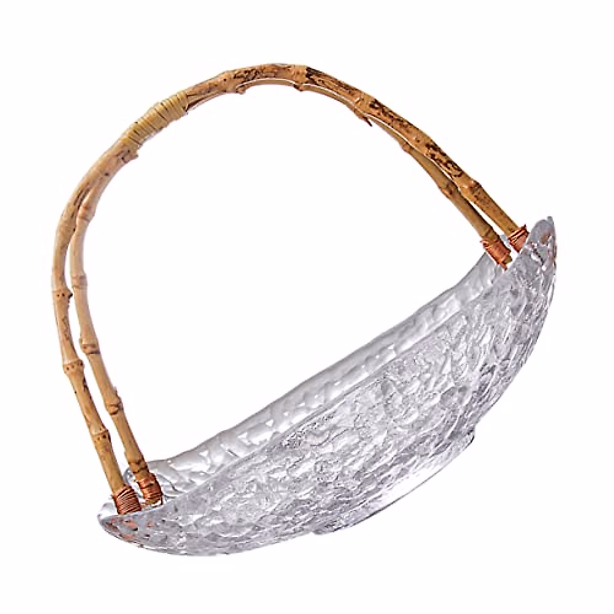 Holibanna Bamboo Glass Fruit Bowl food serving plate Handheld Snack Basket wedding snack tray Dried Fruit Storage Organizer clear basket Dried Food Basket Bamboo weaving Storage Box candy