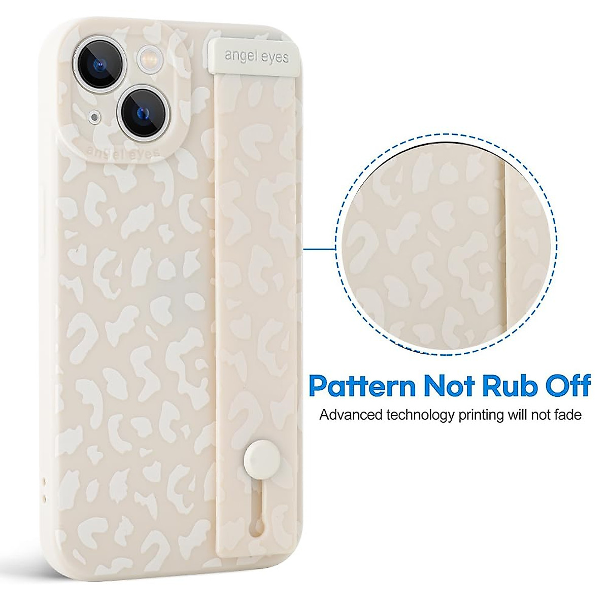 OOK Compatible with iPhone 13 Leopard Print Case with Wrist Strap, White Leopard TPU Shockproof Protection Cover Cheetah Print with Camera Protection for Women Girls, for 6.1inch