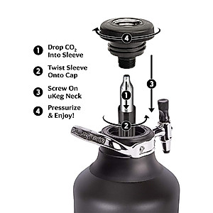 GrowlerWerks uKeg Go Carbonated Growler Beer Gift and Craft Beverage Dispenser for Beer, Soda, Cider, Kombucha and Cocktails, Amazing Gift for Beer Lovers,128 oz, Tungsten