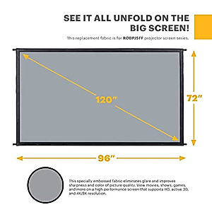 KODAK 120” Replacement Dual Projector Screen | Fast Fold Gray Front & Rear Projection Backdrop for Outdoor & Indoor Movies | Easy Clean, Glare Proof, Wrinkle Free Fabric