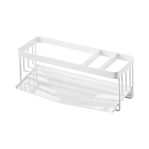 Yamazaki Home Tower Self-Draining Sponge And Soap Bottle Rack, Kitchen Sink Organizer Metal Holder With Removable Tray - Steel