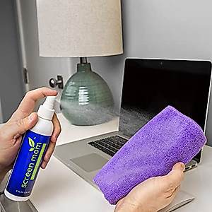 Screen Mom Screen Cleaner Home & Away Bundle – Designed for LED, LCD, Plasma, TV, iPad, Laptop, Computer Monitor, Tablets, Phones, & Eyeglasses - Includes 8oz & 2oz Bottle with 4 Microfiber Cloths