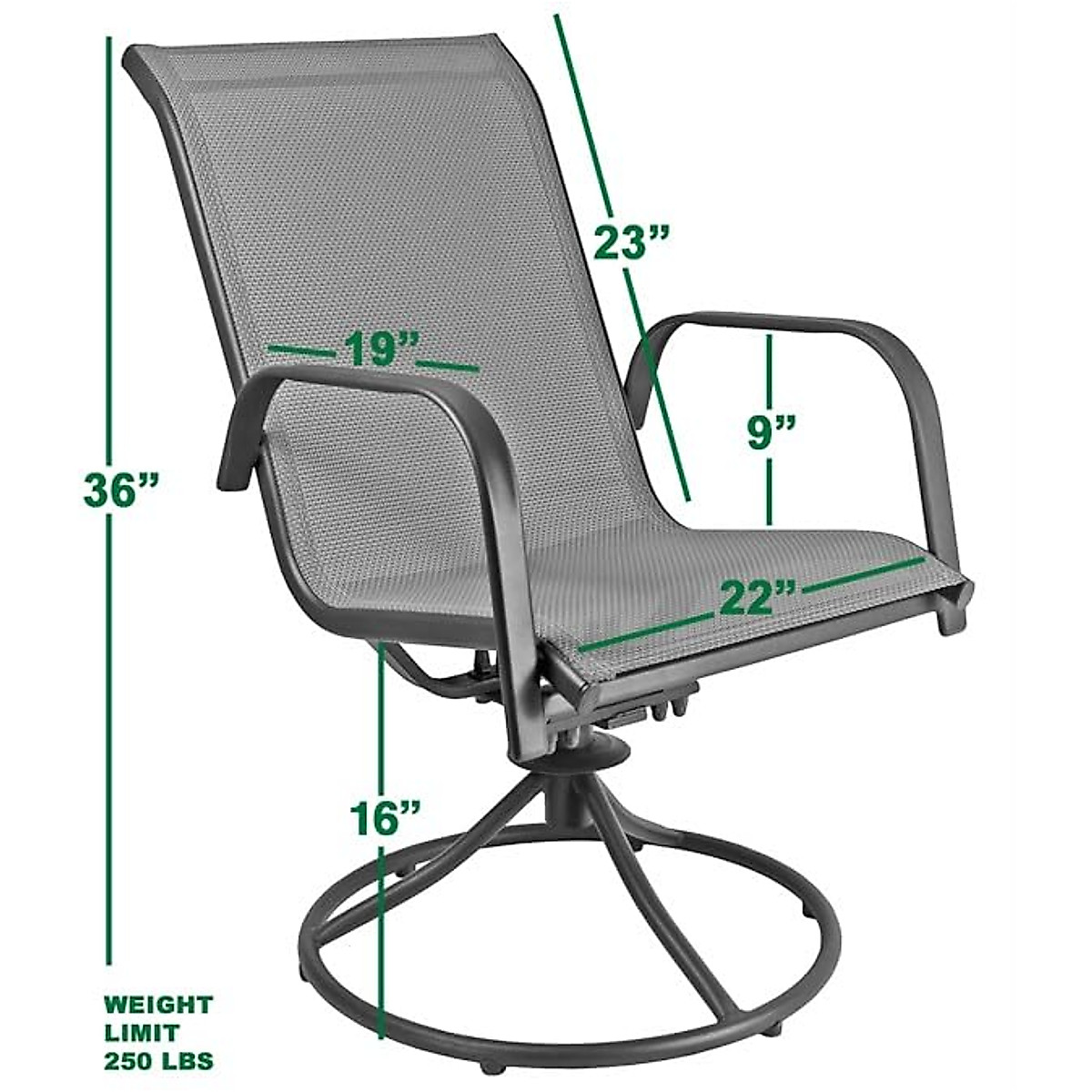 Garden Elements Sienna Metal Patio Chair Swivel Rockers (Pack of 2, Grey)