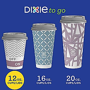 Dixie To Go Medium Paper Coffee Cups With Lids, 12 Oz, 14 Count, Disposable Cups For On-The-Go Hot Beverages