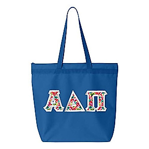 Alpha Delta Pi Custom Satin Stitch Tote Bag Royal Blue