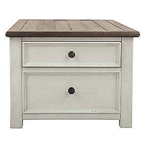 Signature Design by Ashley Bolanburg Farmhouse Lift Top Coffee Table with Drawers, Antique Cream & Brown
