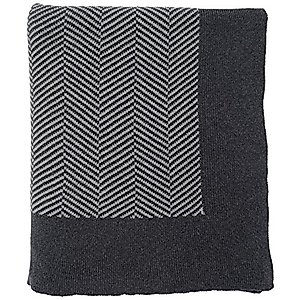 DARZZI Herringbone Throw, Grey/Charcoal