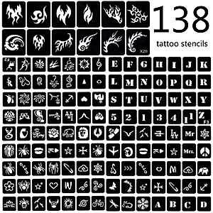 Betytattoo Temporary Tattoo Markers for Skin - Dual-End Tattoo Pens for Body & Face Art with 138 Tattoo Stencil Papers, 10 Pens Make Bold and Fine Lines, Cosmetic Quality(BETY2)