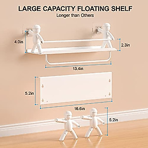 coorack Floating Shelves Wall Mounted Set of 2, COORACK Modern Villain Metal Hanging Floating Wall Shelves, No Drilling 13D x 42W x 14H cm