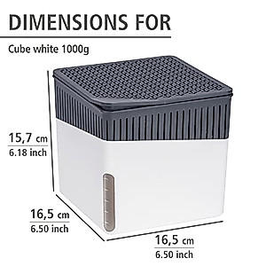 WENKO Dehumidifier Small, Portable, Compact and Rechargeable, Moisture Absorber for Bathroom, Bedroom, Garage, Closet, 2800 Cubic Feet, 2.2lbs, White, 6.18 x 6.5 x 6.5, 2.2 lbs
