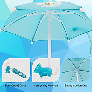 Cute phone Umbrella for Sun, Universal Adjustable Piggy Phone Sun Shade Cover, Fashion Stand Sun Visor with Silicone Suction Cup Mount Cell Phone Holder, Anti-Refection Glare Sun Shield(SkyBlue)