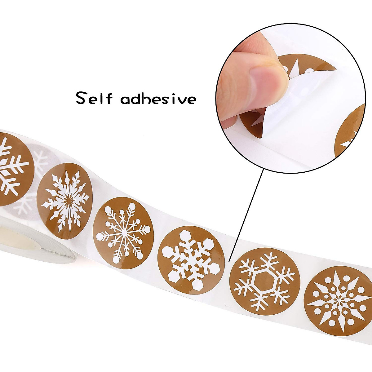 CCINEE Snowflake Stickers,Self Adhesive Snow Round Stickers for Christmas Label and Wrapping Supply,500PCS