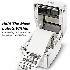 FreeX WiFi SuperRoll Thermal Printer for 4x6 Shipping Labels | White, Wireless Shipping Labels Printer | Works with Zebra, Brother, Dymo Labelwriter 4XL, Rollo, Munbyn, MFlabel, Comer, Polono Labels