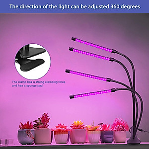 JSYBOY Grow Lights for Indoor Plants LED Grow Light for Seed Starting with Red Blue Spectrum, 3/9/12H Timer, 10 Dimmable Levels & 3 Switch Modes, Adjustable Gooseneck Suitable for Various Plant