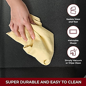 Mueller Anti Fatigue Mat, 3/4" Thick, Waterproof 20x35 Kitchen Mats for Floor, Anti-Slide Standing Desk Mat & Office Floor Mat, Heavy Duty PVC Ergonomic Foam Mat, Black Leather-Look Design