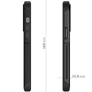 Ghostek ATOMIC Slim MagSafe iPhone 14 Pro Max Case - Military Grade Aluminum Bumper, Clear Back Cover (6.7-inch, Black)