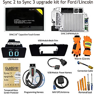 2021 SYNC 3 Upgrade Kit, Fits for 2016 Ford F-250, SYNC 2 to SYNC3.4 MyFord Touch (MFT) Support Carplay,Including 8 Inch Screen, GPS Navigation Antenna,APIM Module,USB Hub,NA 220 MAP
