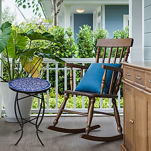 VCUTEKA Mosaic Outdoor Side Table - Small Patio Table Coffee Table Outside Accent Table Round End Plant Table for Bistro Balcony Porch Outdoor Benches 14'' Mosaic Table Blue