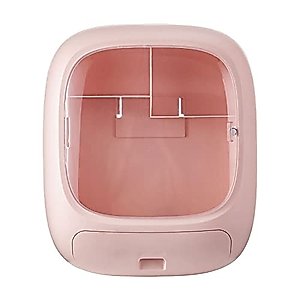 luckxuan Makeup Organizer Rack Skin Care Products Lipstick Perfume Cosmetics Storage Box Bathroom Toilet Storage Rack Wall-Mounted Household Free Punch Makeup Storage Shelf (Color : Pink)